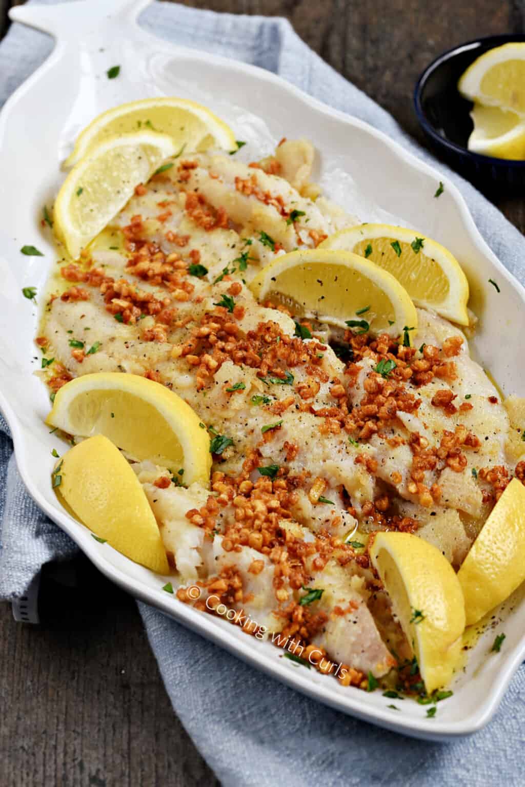 Sole with Caramelized Garlic - Cooking with Curls
