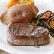 Bacon Wrapped Filet Mignon with Red Wine Sauce - Cooking With Curls