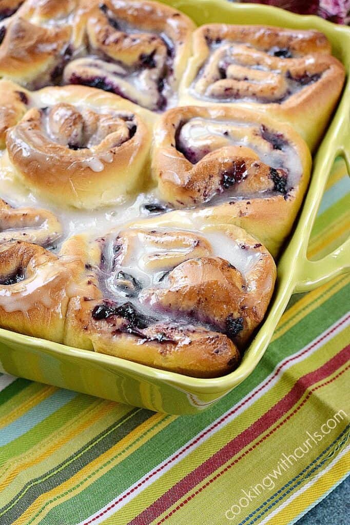 Blueberry Sweet Rolls with Lemon Glaze - Cooking with Curls