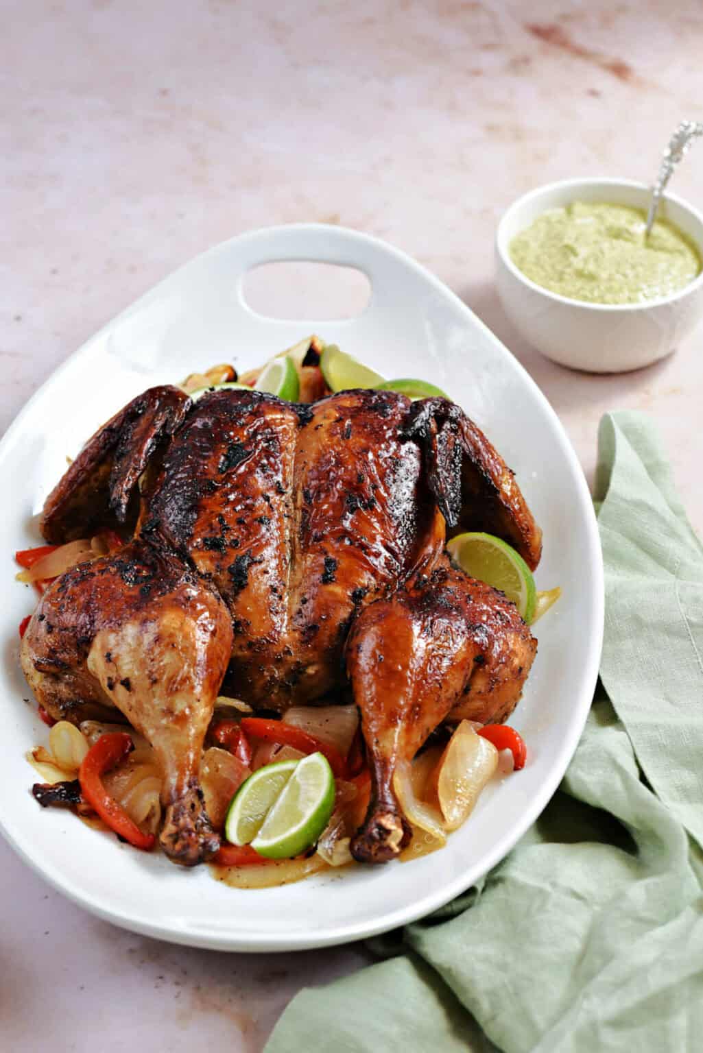 Peruvian Roast Chicken with Aji Verde Sauce - Cooking with Curls