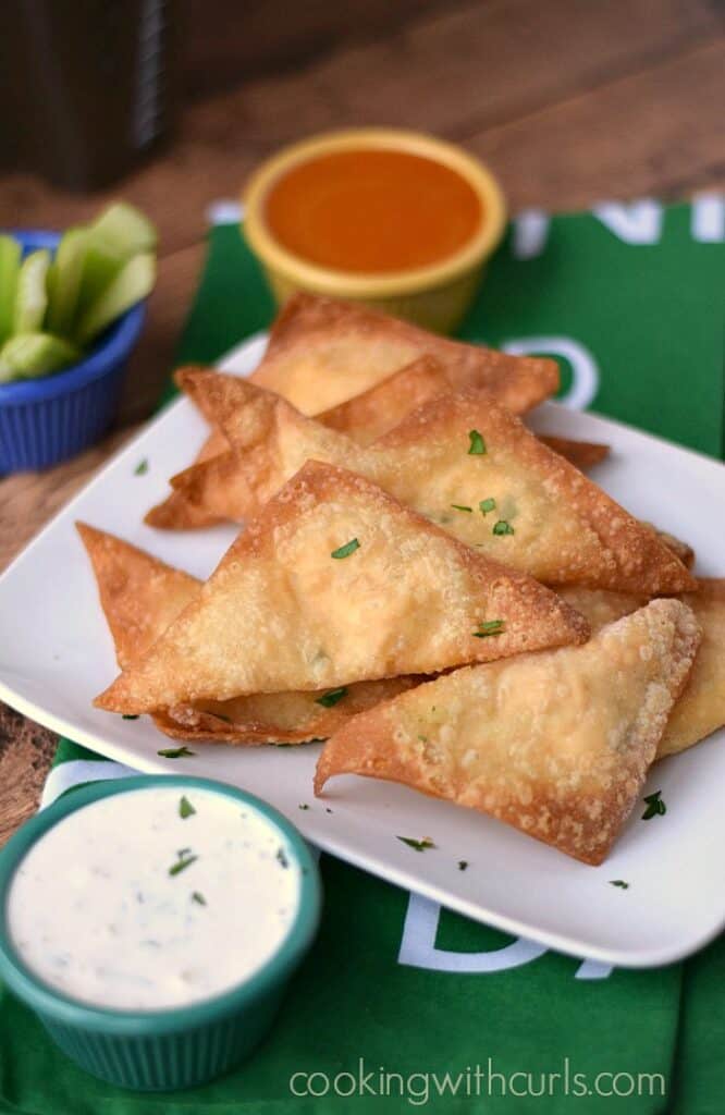 Buffalo Chicken Rangoons - Cooking with Curls