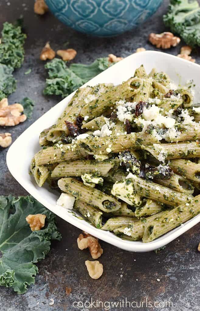 Kale Pesto Mac and Cheese - Cooking with Curls