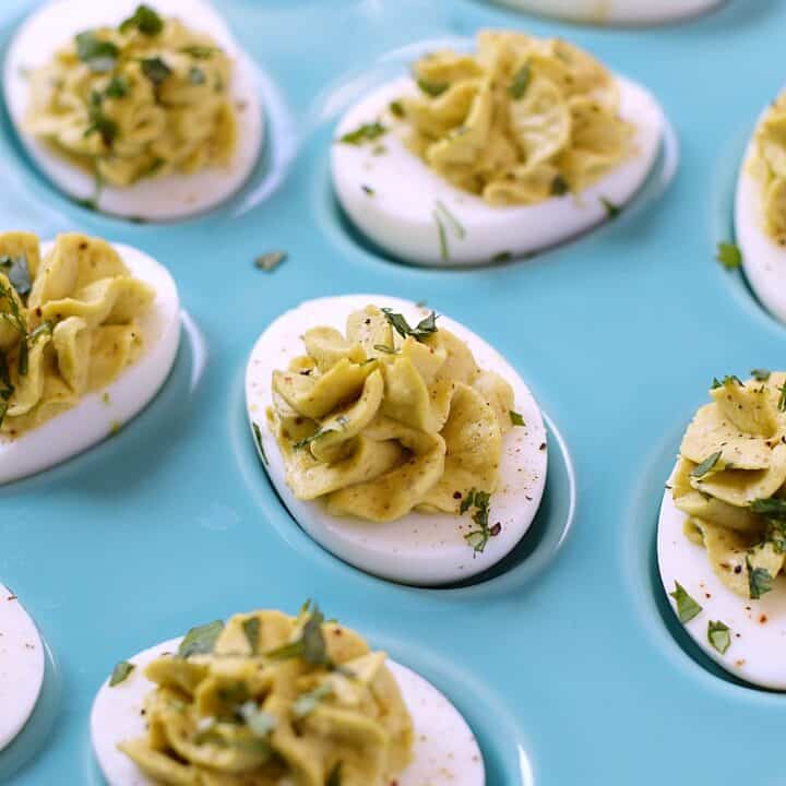 Sweet Pea Deviled Eggs - Cooking with Curls