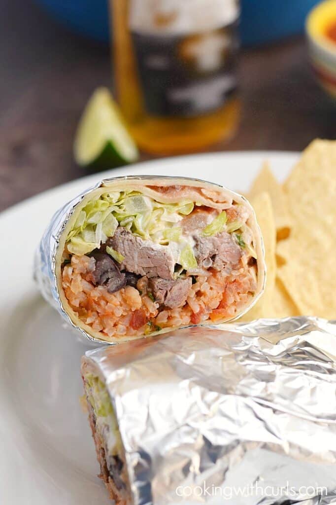 Grilled Steak Burritos with Salsa Spanish Rice - Cooking with Curls