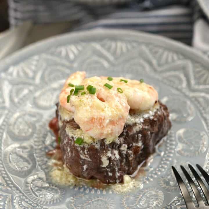 Shrimp Scampi topped Filet Mignon - Cooking with Curls