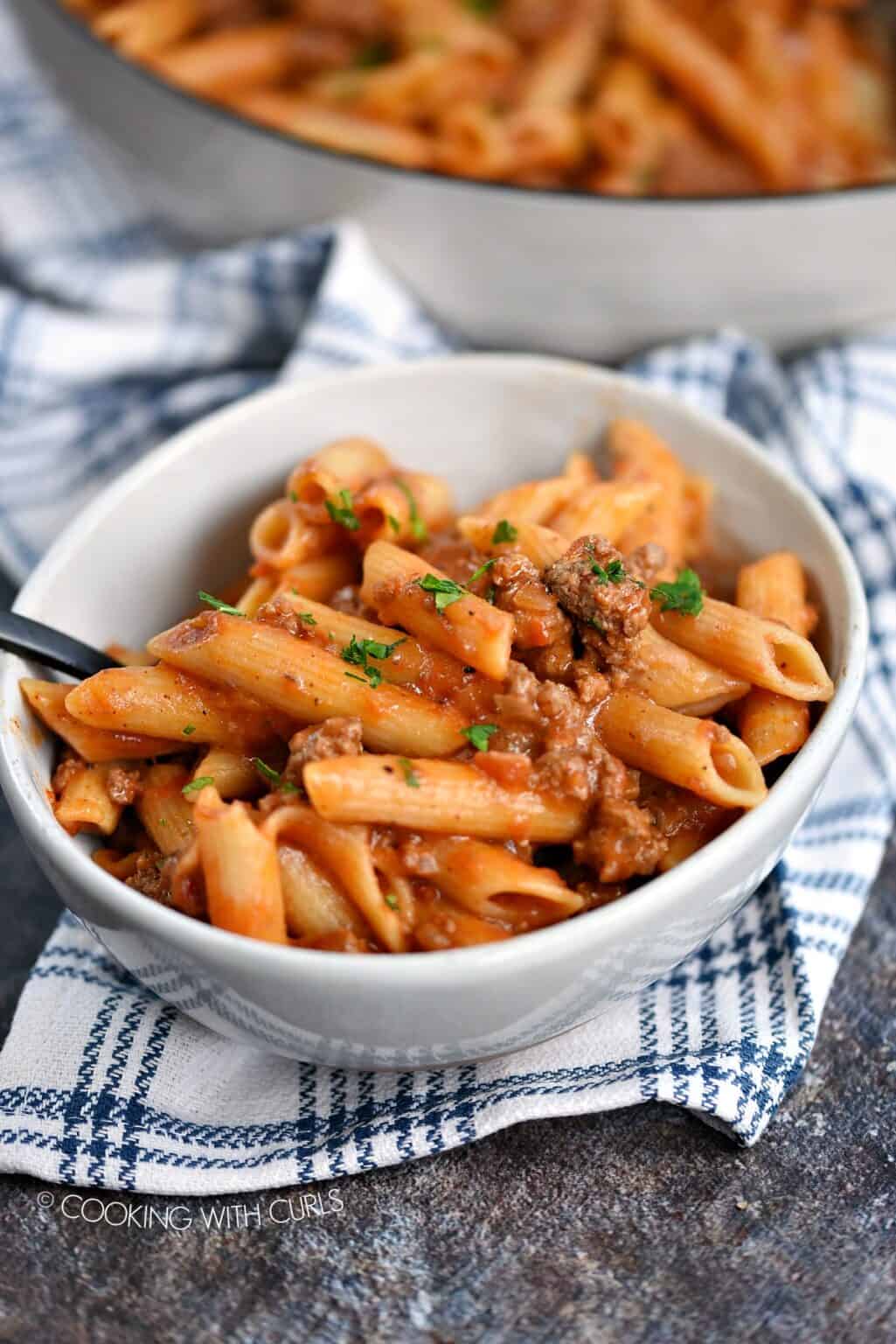 Sloppy Joe Pasta Skillet - Cooking with Curls