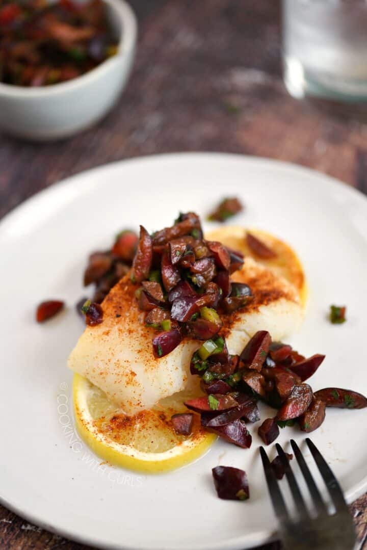 Baked Cod with Cherry Salsa - Cooking with Curls