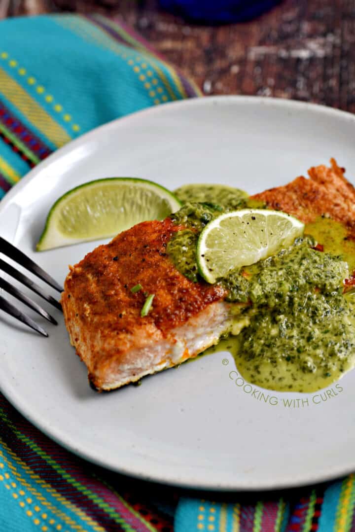 Salmon with Cilantro Sauce - Cooking with Curls