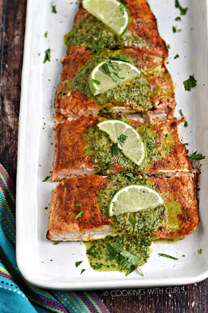 Salmon with Cilantro Sauce - Cooking with Curls