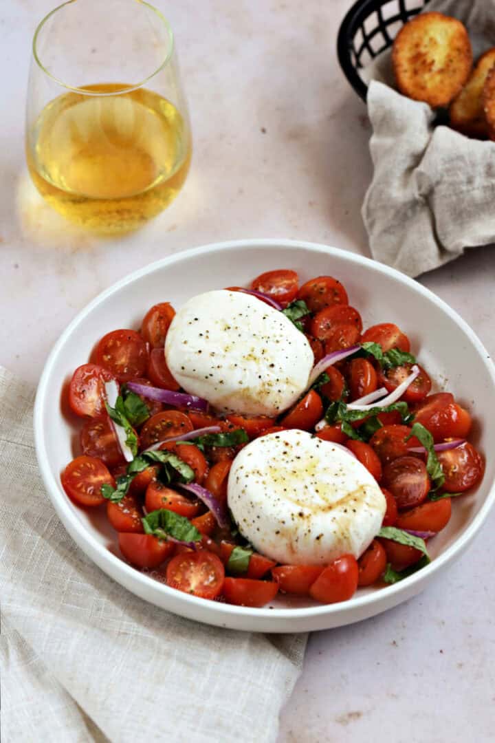 Burrata Cheese Caprese Salad - Cooking with Curls